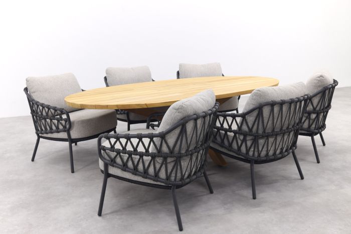 4SO Calpi/Prado Ellips Low Dining Tuinset 7-delig - 240x115x69 cm ...